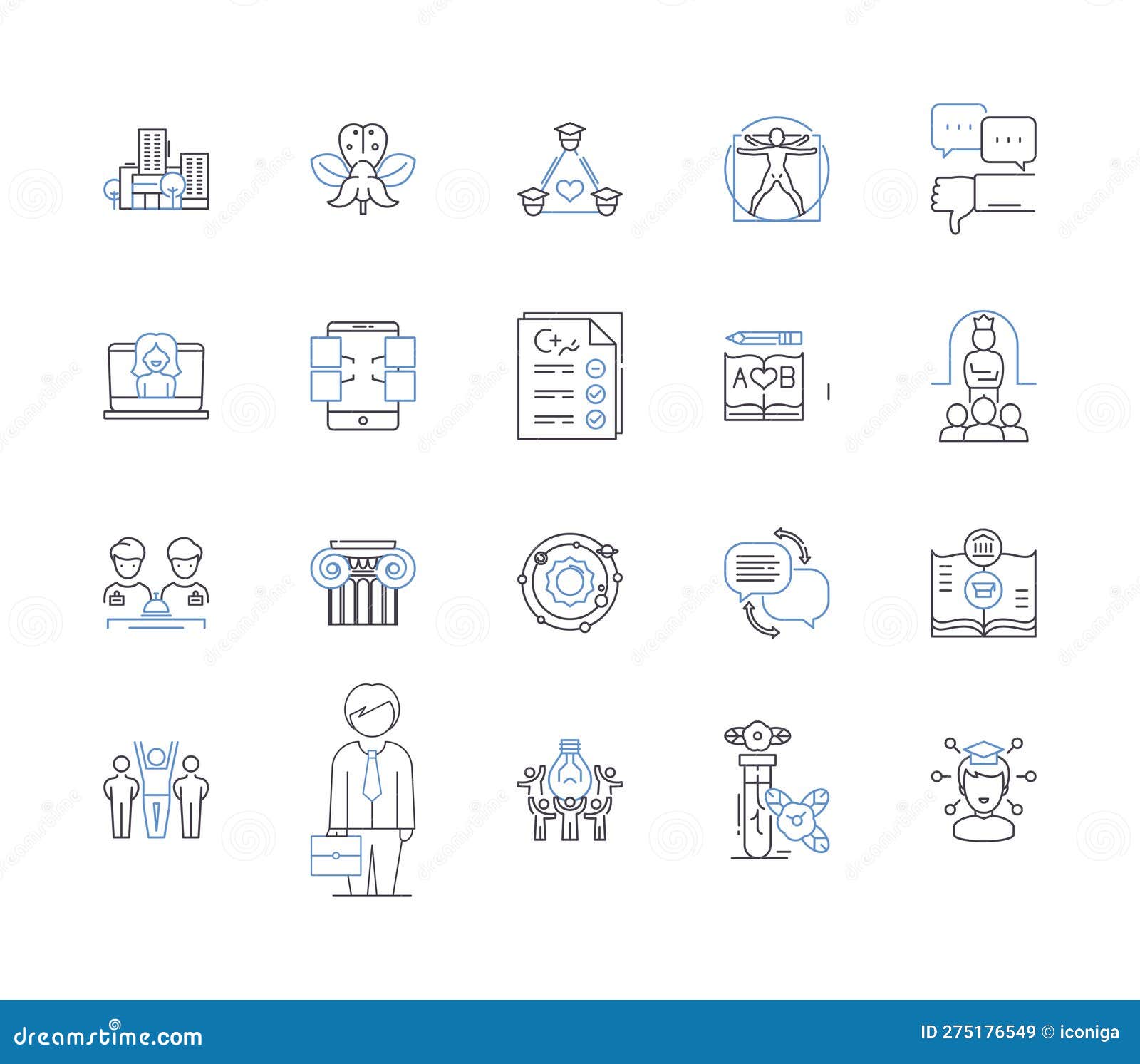 Training Students Line Icons Collection. Educating Individuals ...