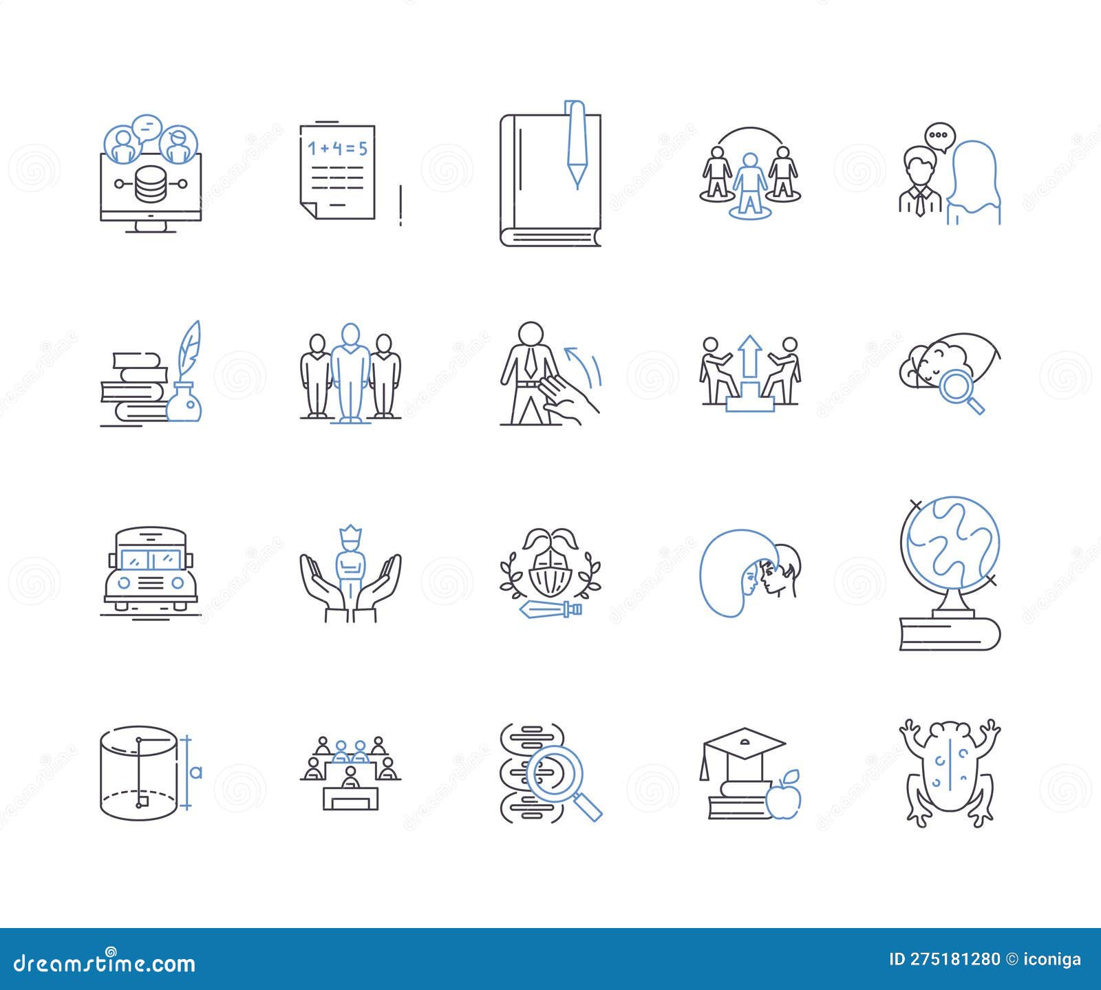 Training Students Line Icons Collection. Educating Individuals ...