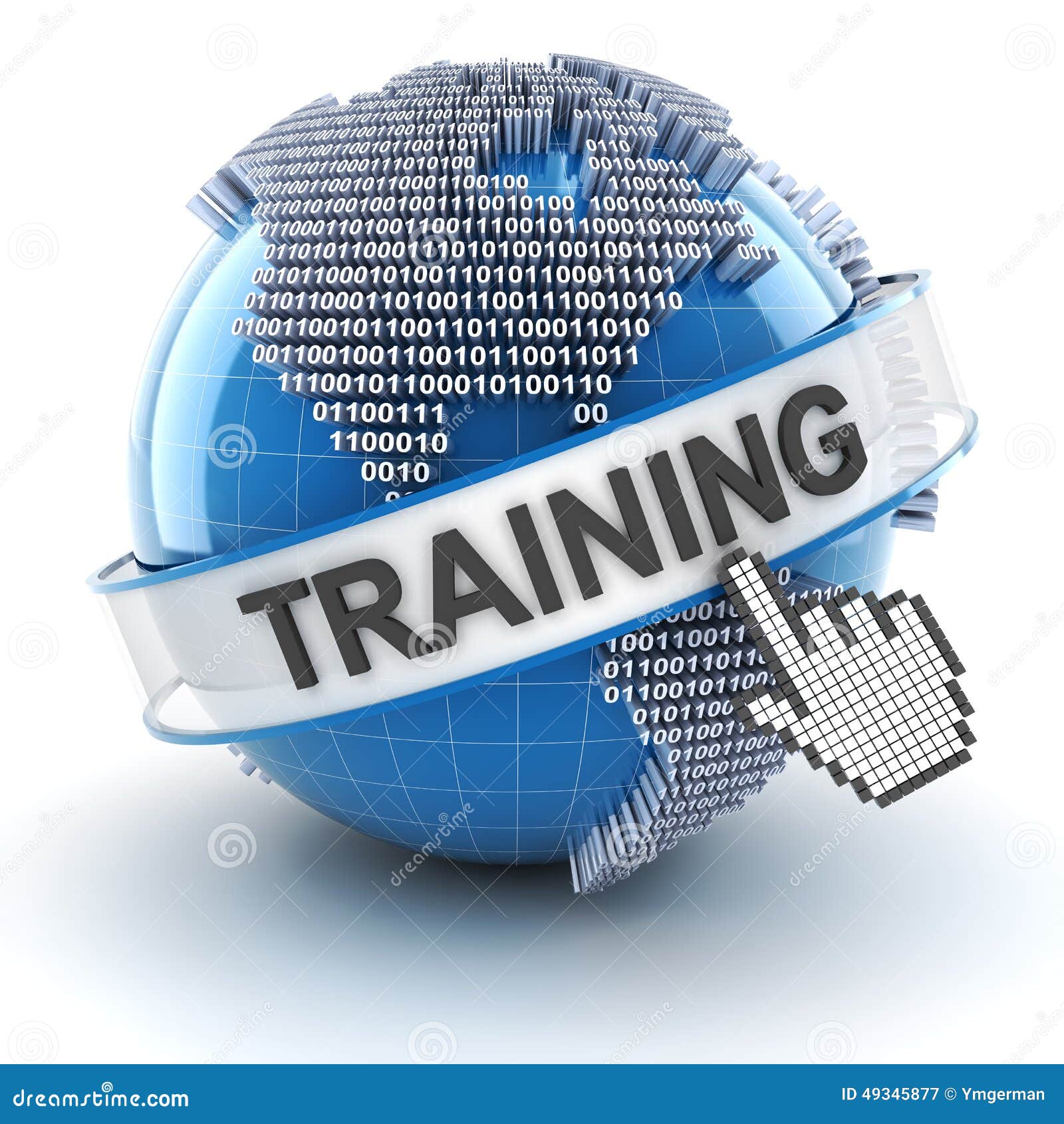 Training Symbol with Digital Globe, 3d Render Stock Illustration ...