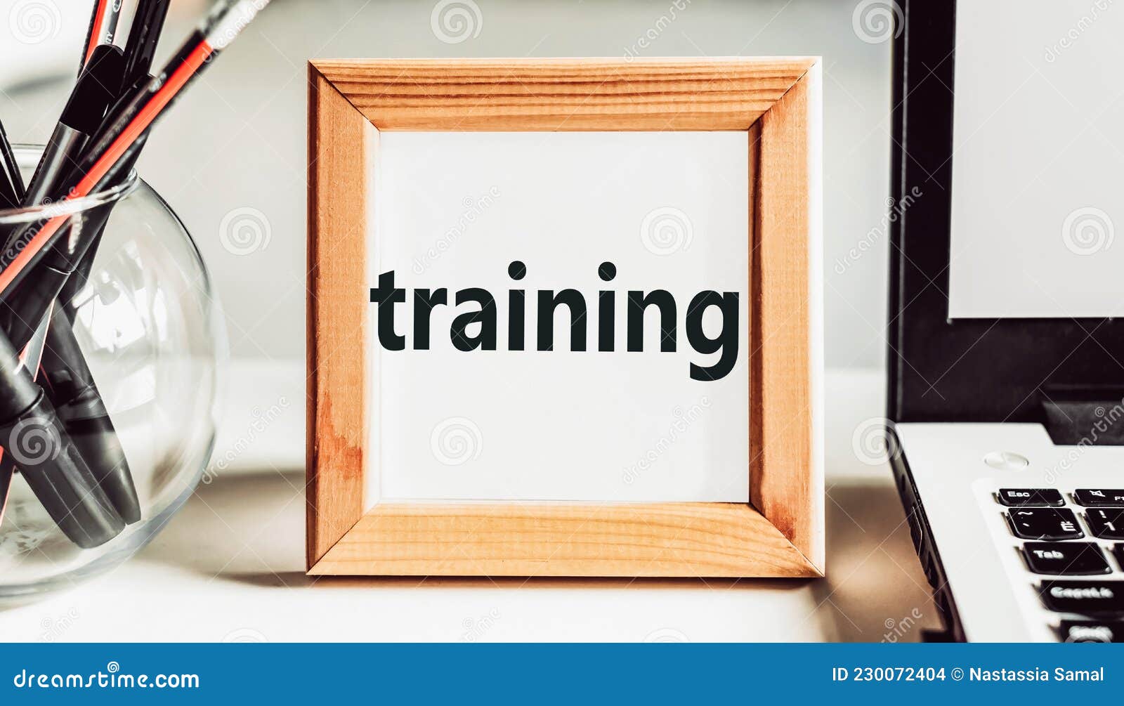 TRAINING Text in Wooden Frame on Office Table Stock Photo - Image of ...