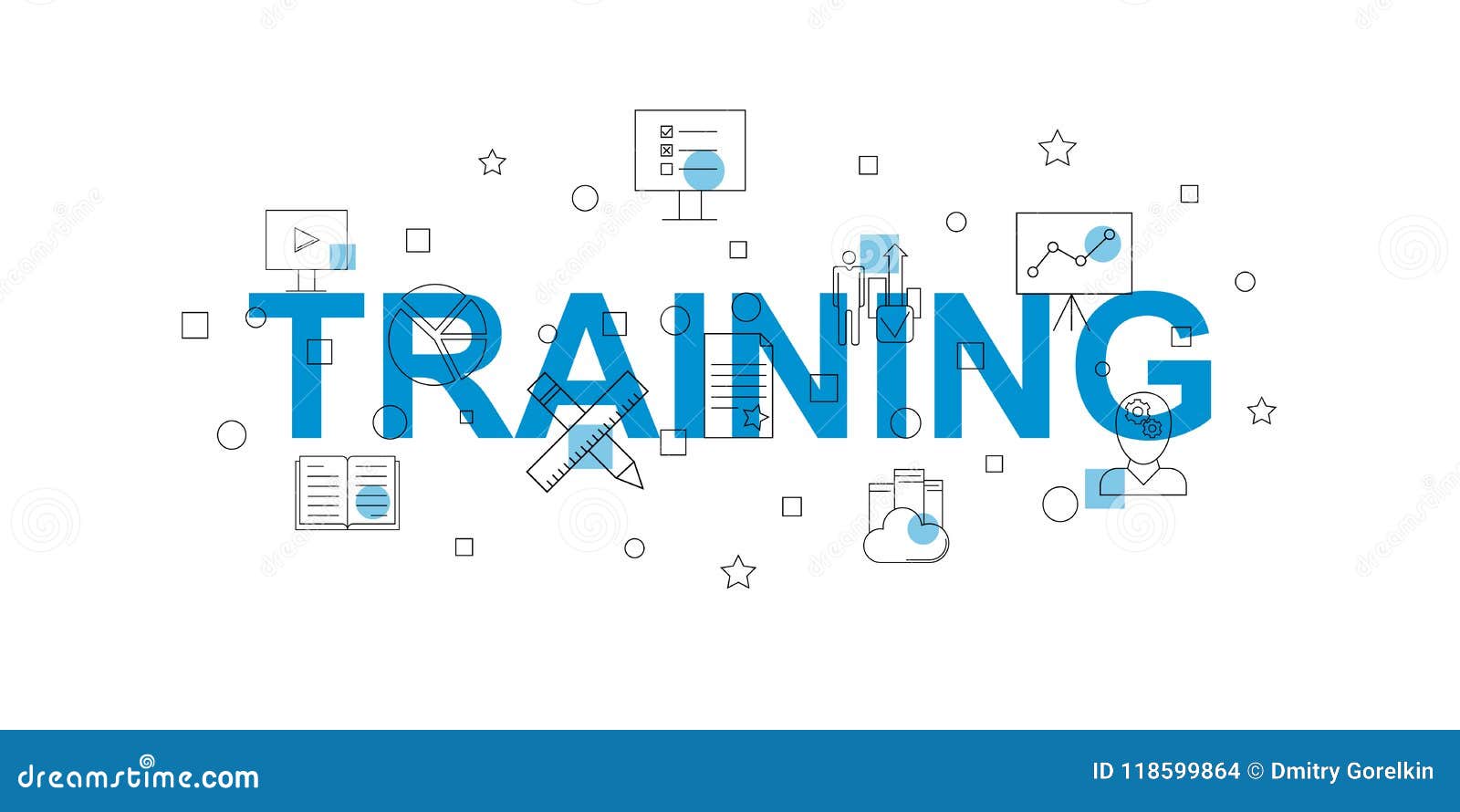 Training Vector Banner. Word with Line Icon Stock Vector - Illustration ...