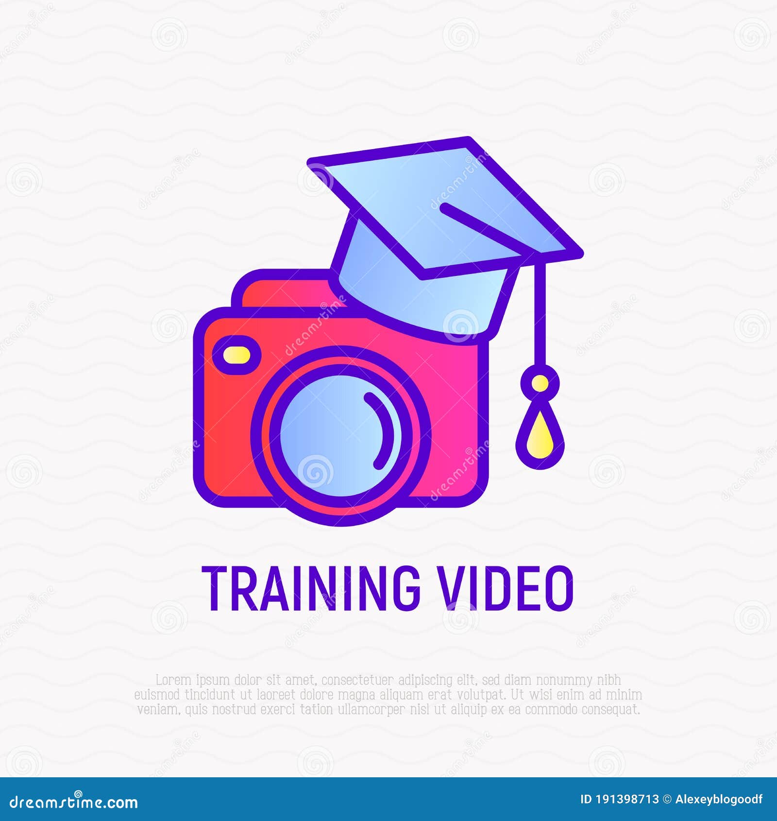 Training Video Thin Line Icon: Camera in Graduation Cap. Modern Vector ...