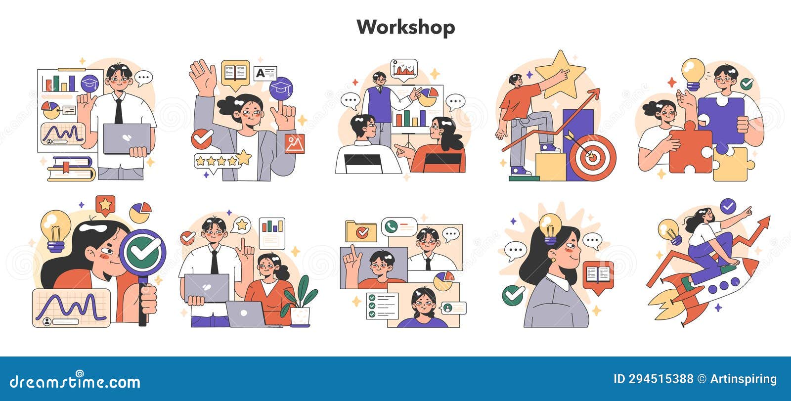 Training Workshop Set. Interactive Training Process. Professional ...