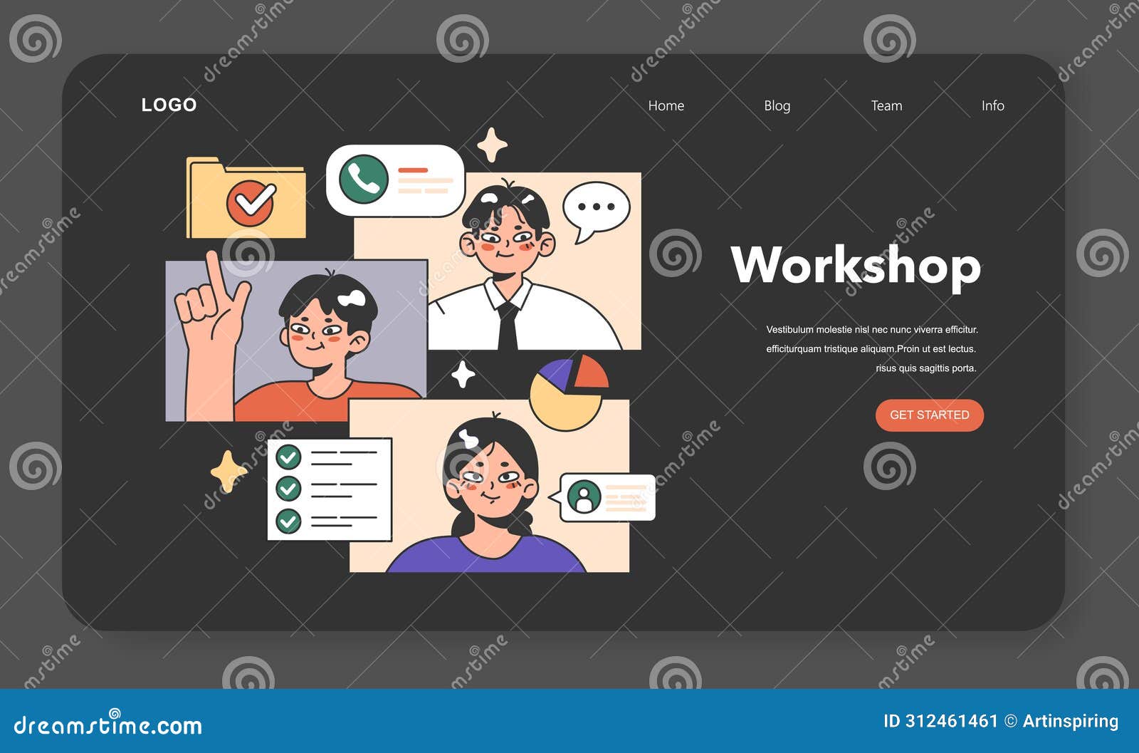 Training Workshop Web Banner or Landing Page Night or Dark Stock Vector ...