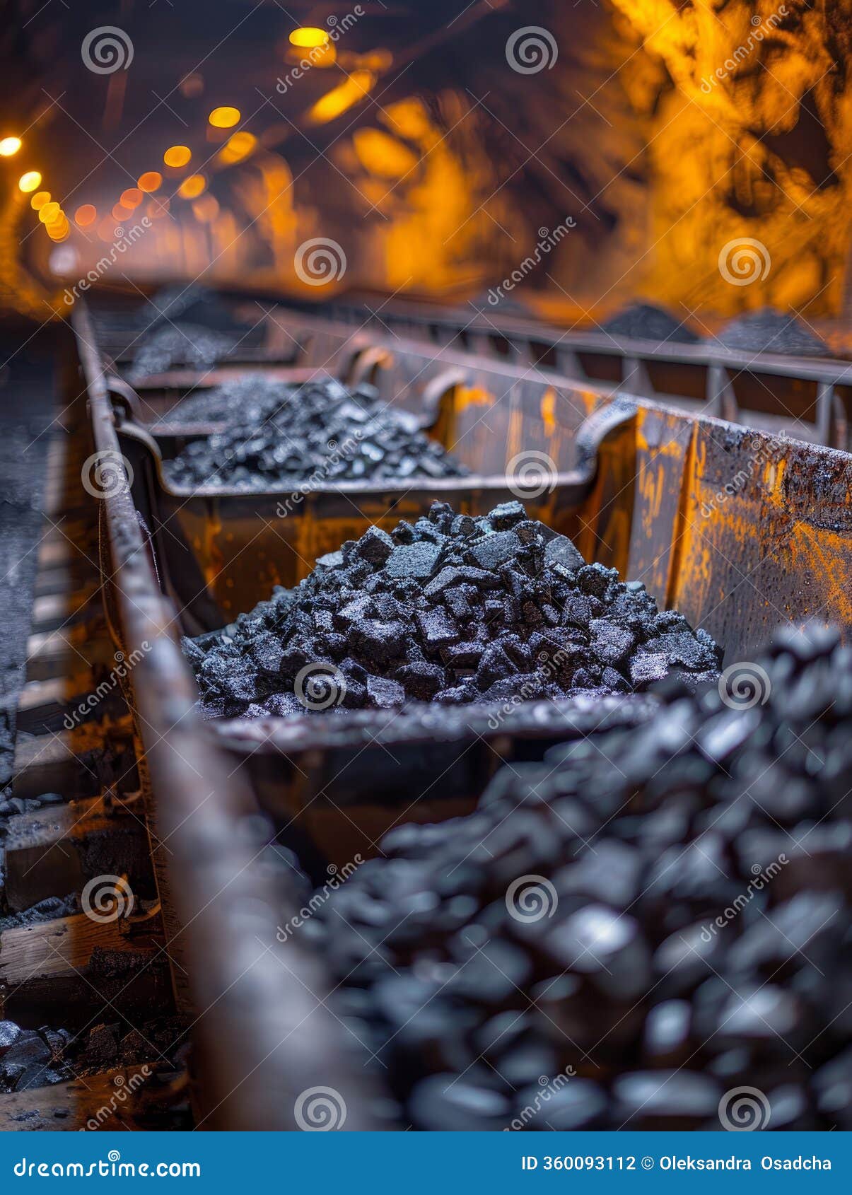 Trains Loaded with Coal in an Underground Mining Tunnel Stock Photo - Image of environment ...
