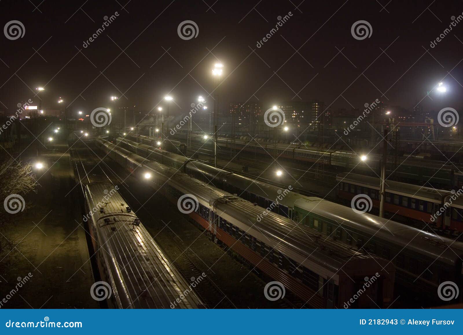 Trains at night city stock image. Image of coach, track - 2182943