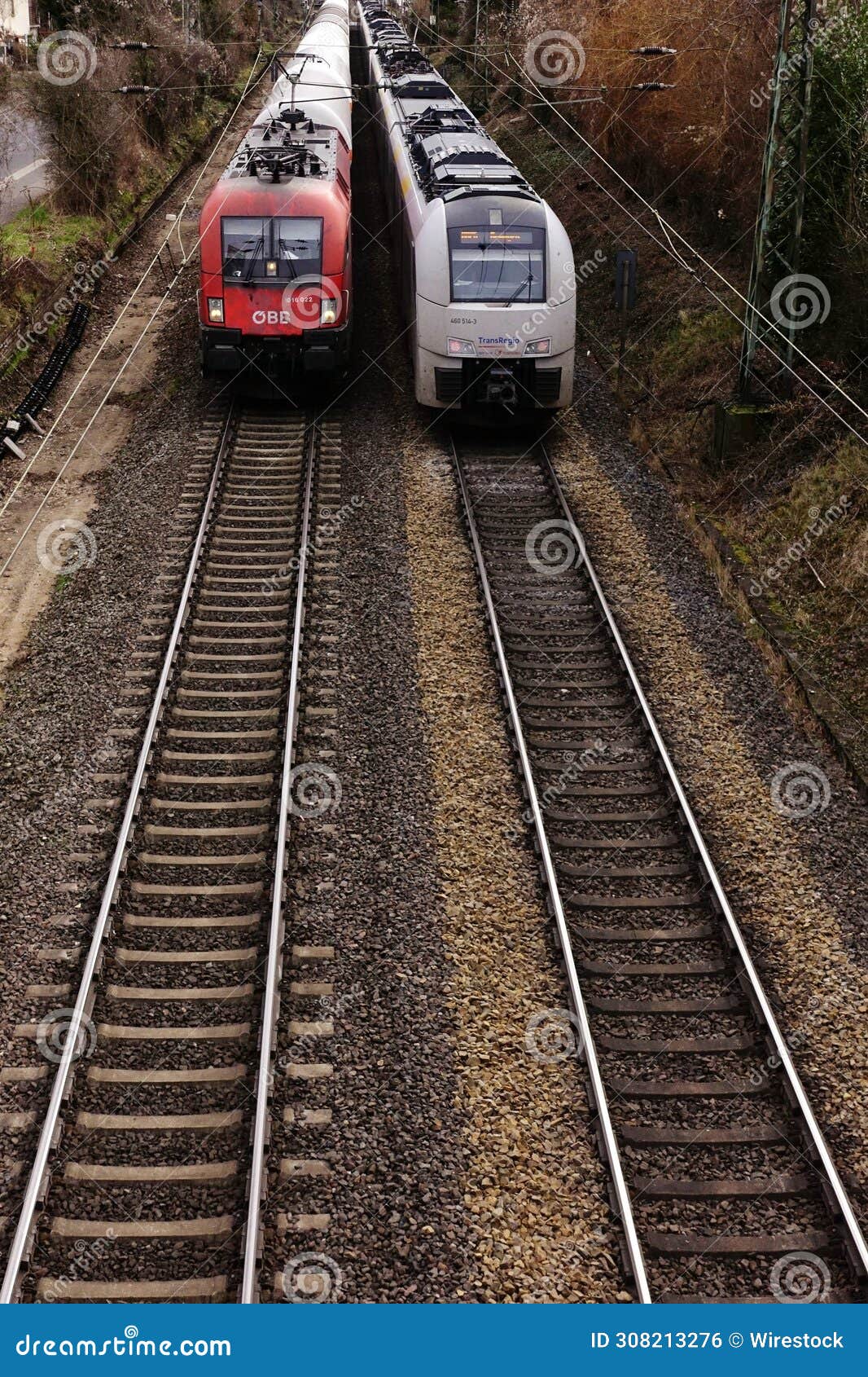 Trains Parked Closely on Parallel Tracks Editorial Photo - Image of ...