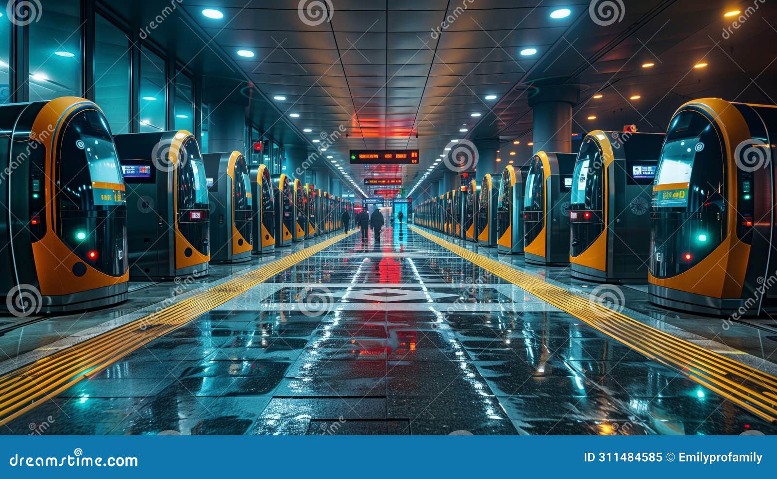 Trains Parked Inside Bustling Train Station Stock Image - Image of ...