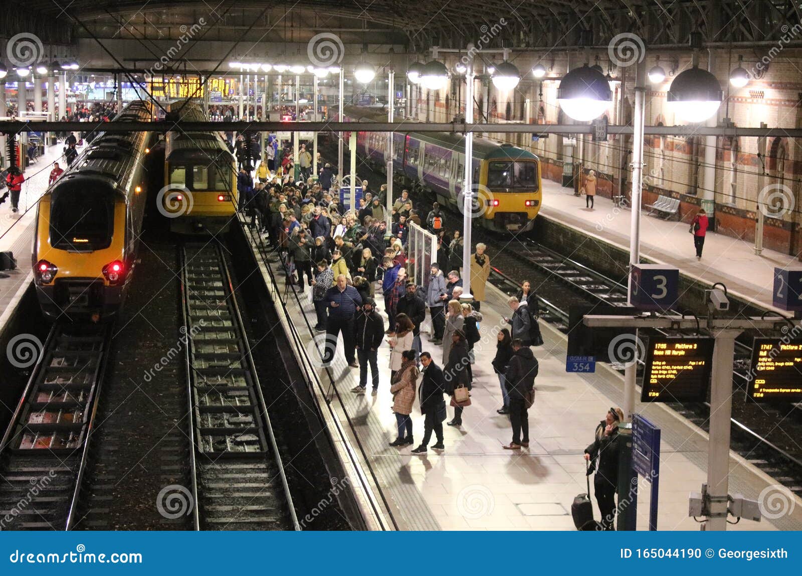 Trains at Platforms Manchester Piccadilly at Night Editorial Image ...