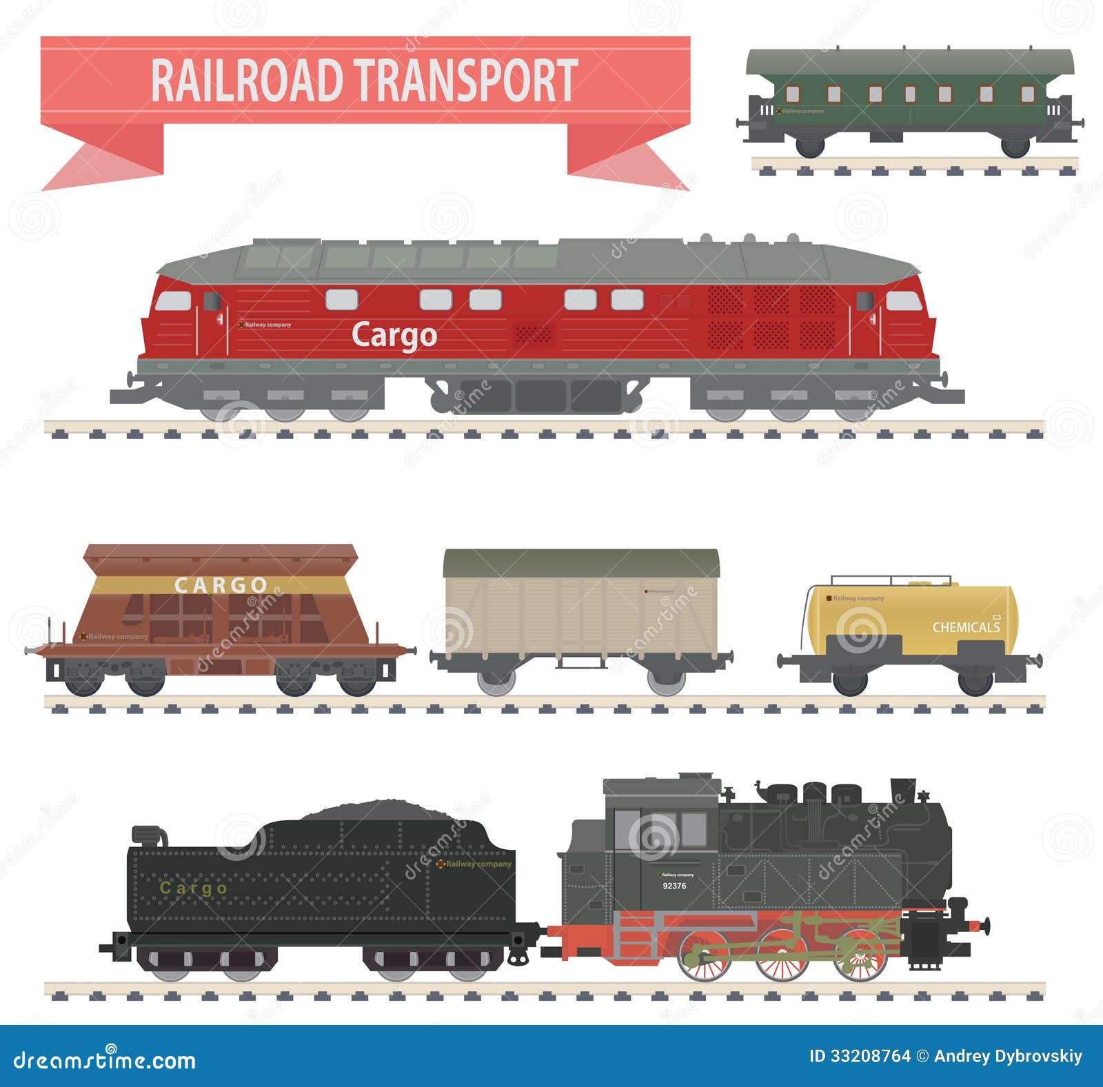 Trains. Railroad set stock vector. Illustration of color - 33208764