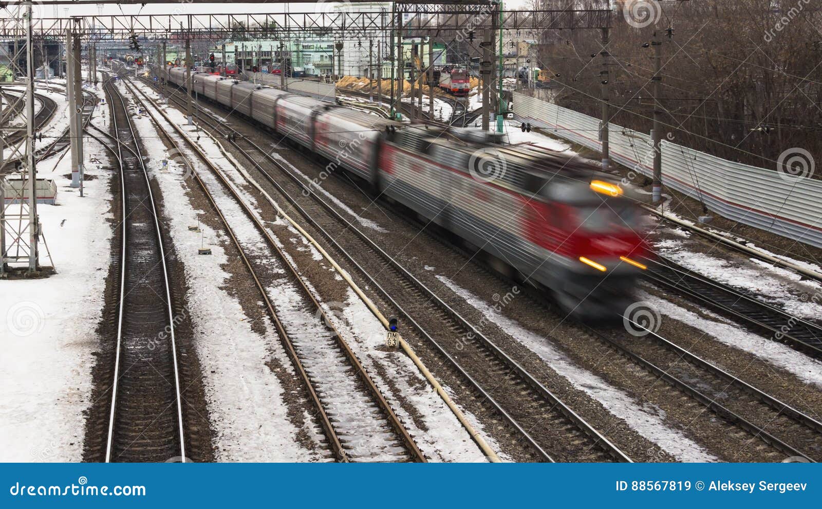 Trains at the Railway Junction Stock Image - Image of motion, travel ...