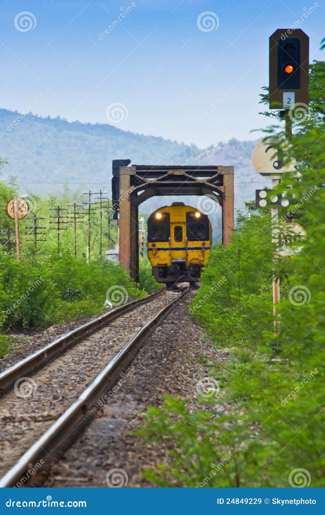 Trains on Railway track stock image. Image of outdoor - 24849229