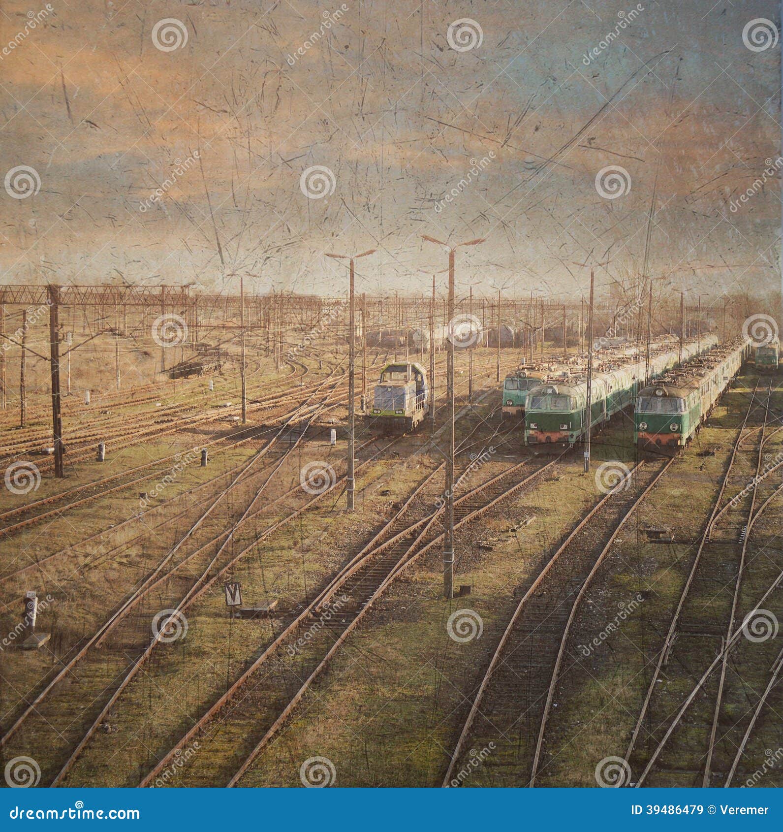 Trains. retro style photo stock image. Image of loading - 39486479