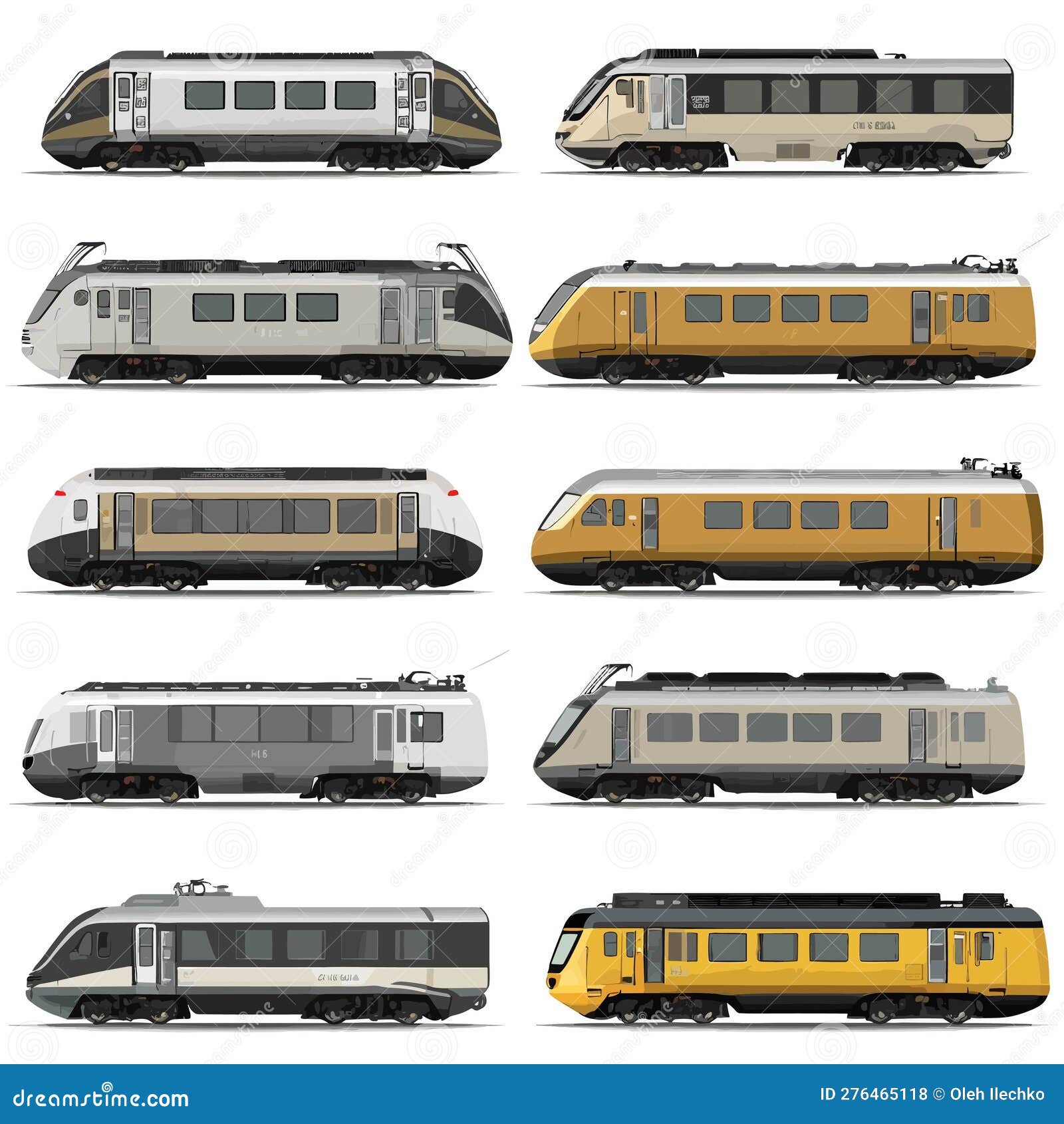 Trains Set Vector Simple Illustration Stock Vector - Illustration of ...