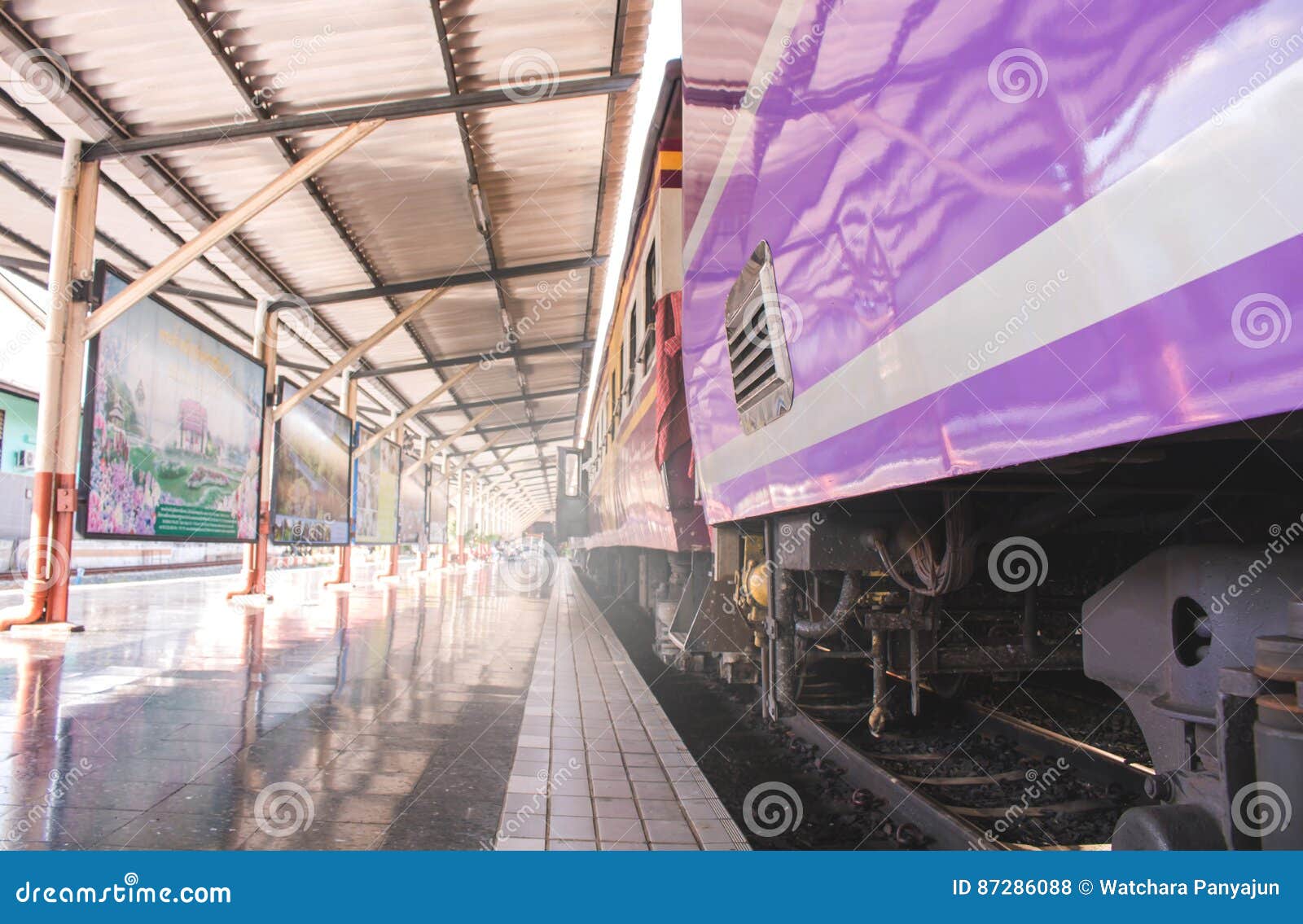Trains Stand at the Station Stock Photo - Image of sunset, passenger ...