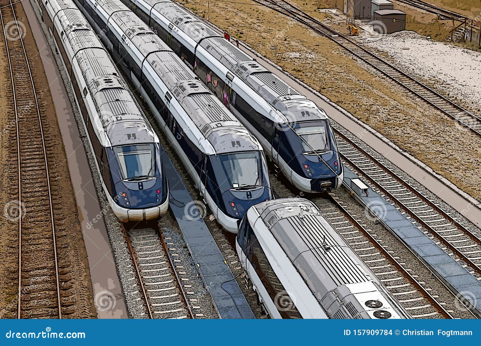 Trains on tracks stock photo. Image of city, station - 157909784