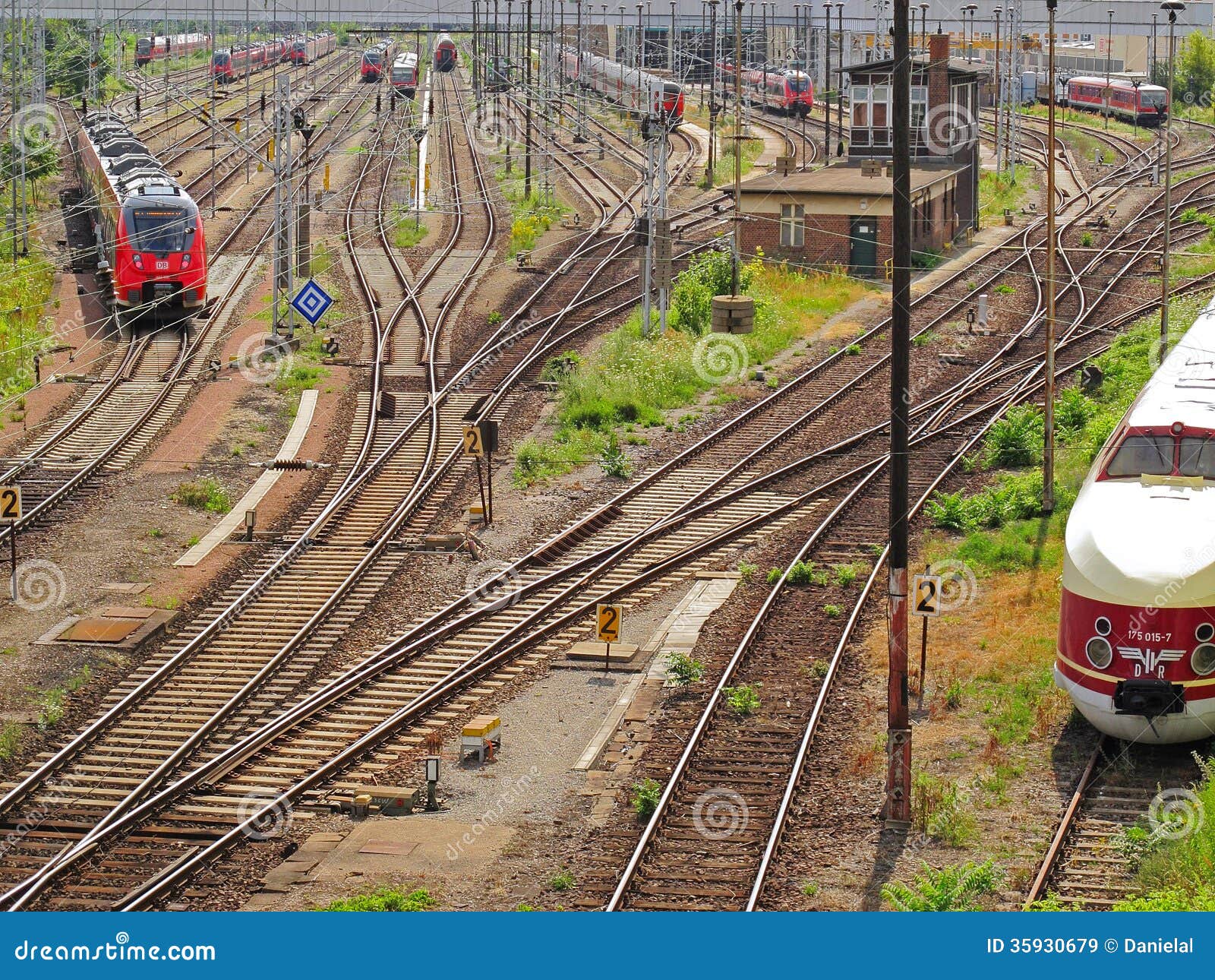 Trains on tracks editorial stock image. Image of direction - 35930679