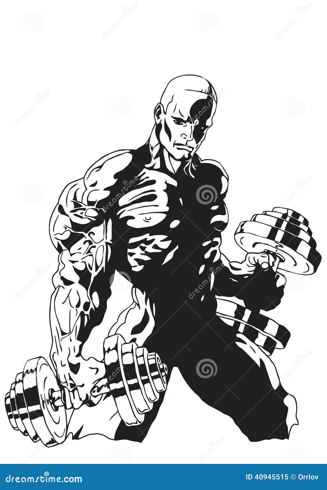 Bodybuilder Trains Hard With Weights Cartoon Vector | CartoonDealer.com ...