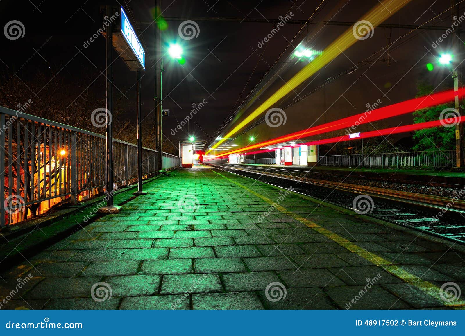 Trainstation at night stock photo. Image of rail, railway - 48917502