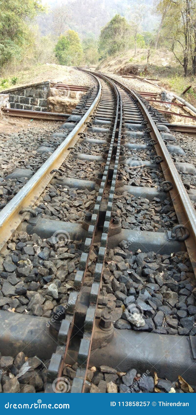 Traintrack stock image. Image of track, stone, rail - 113858257