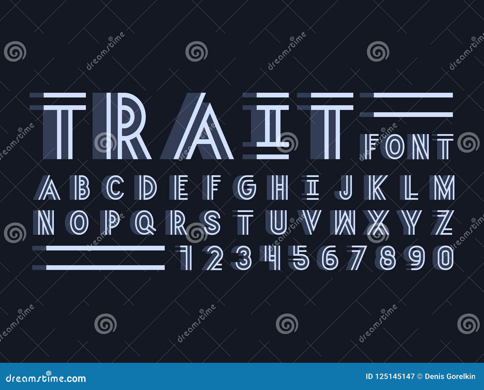 Trait Font. Vector Alphabet Stock Vector - Illustration of number ...