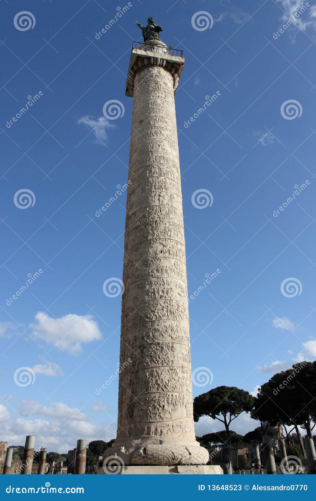 Trajan column in Rome stock image. Image of blue, historical - 13648523