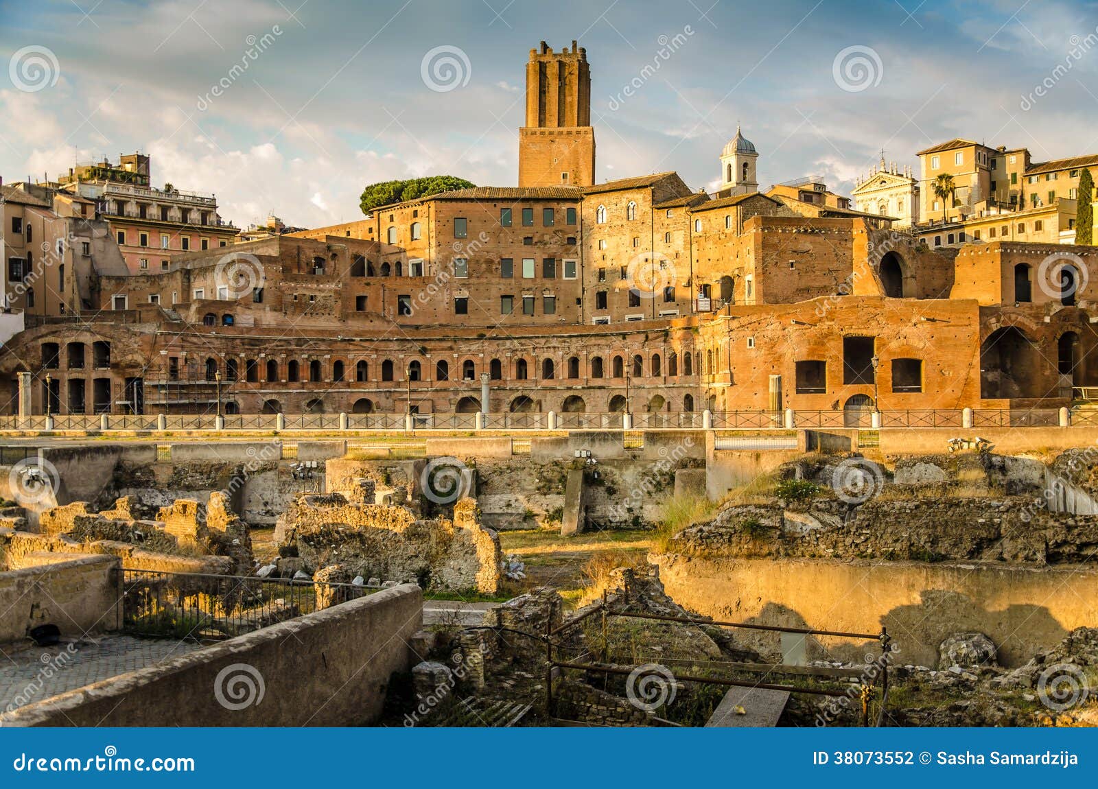 Trajan Forum and Market Panorama in Rome Stock Photo - Image of ...