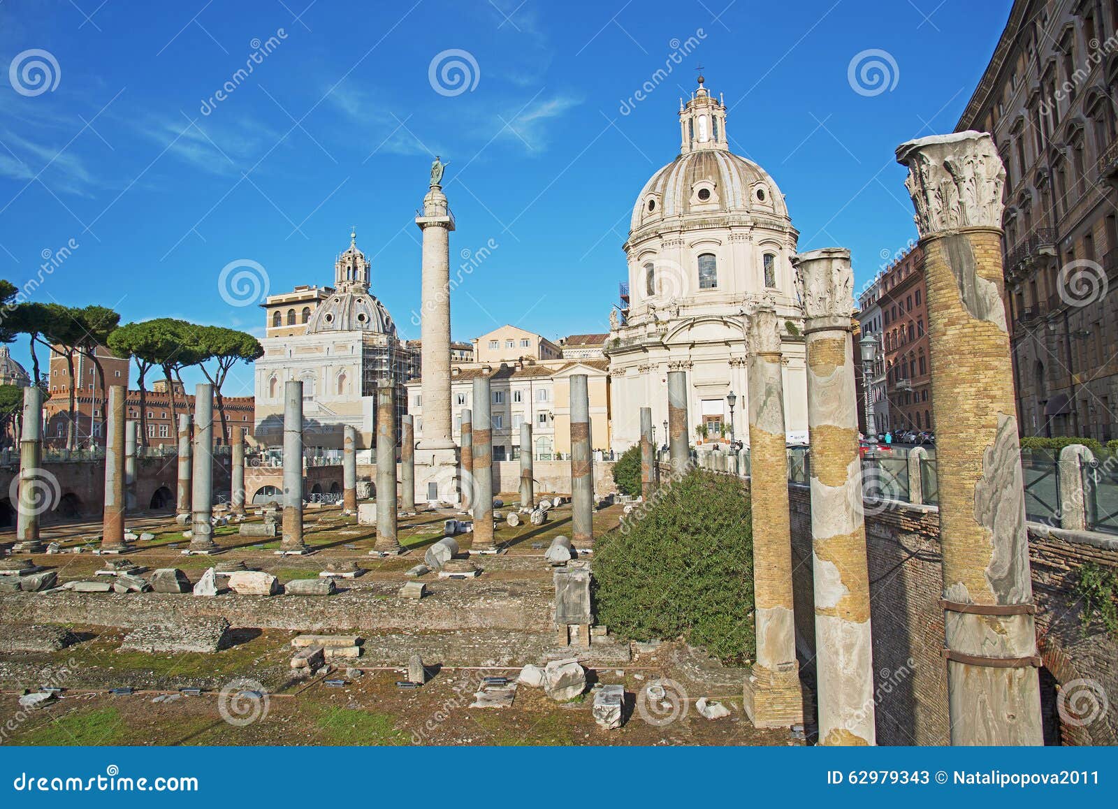 Trajan S Column and Basilica Ulpia, Rome Stock Image - Image of italia ...