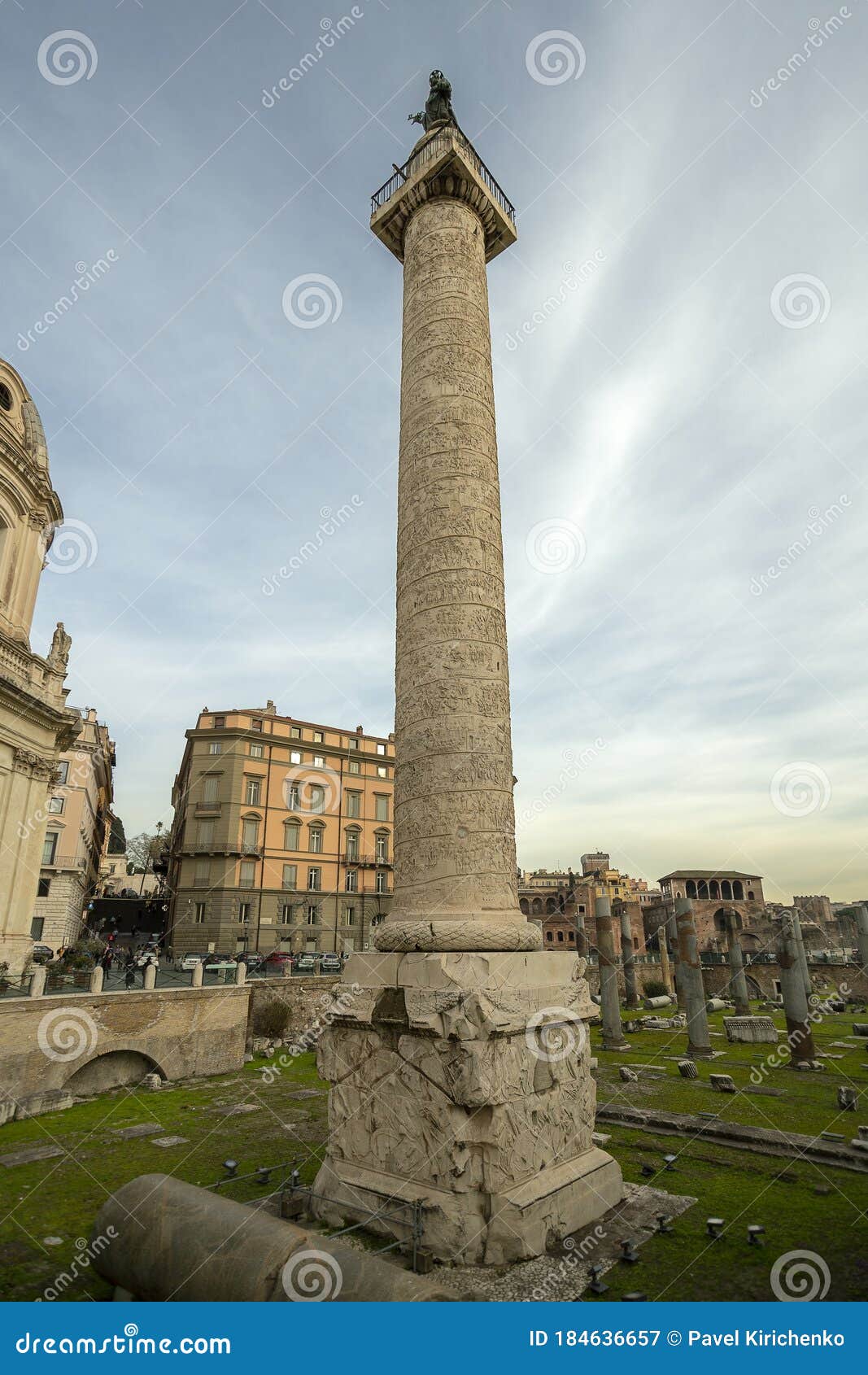 Trajan Column and Ruins of Trajan Forum, Rome Stock Image - Image of ...