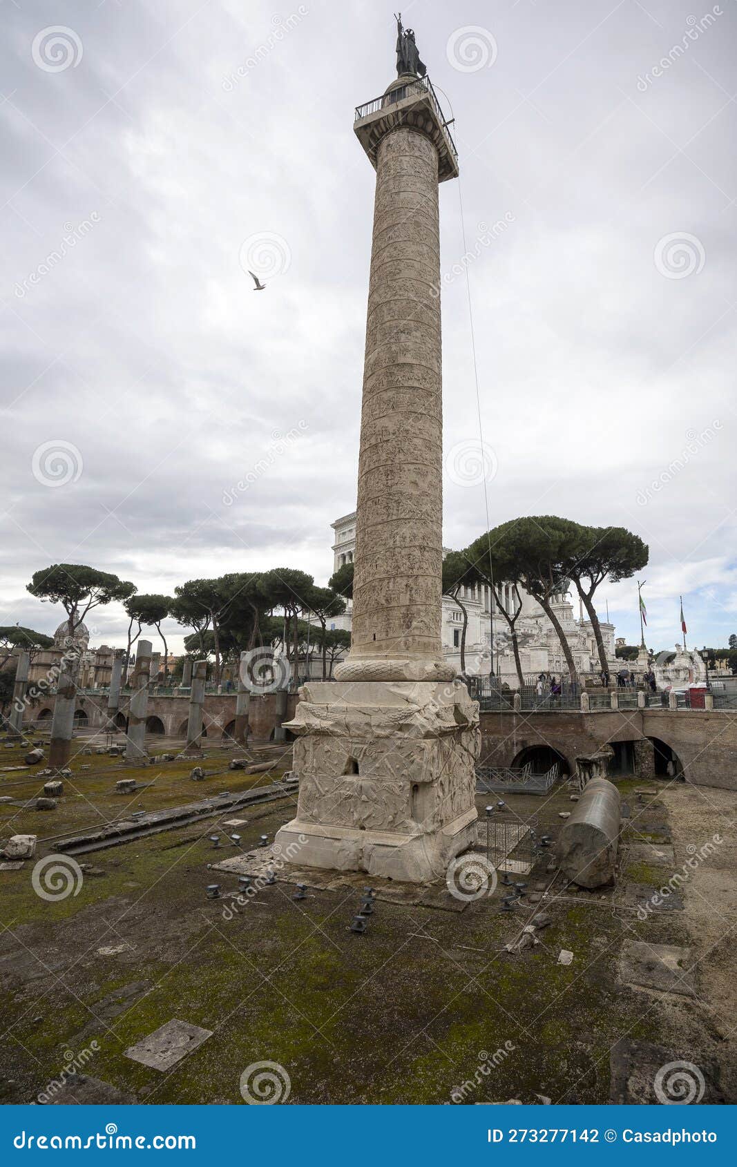 Trajan S Column with a Statue of St. Peter. Rome, Italy Stock Photo ...