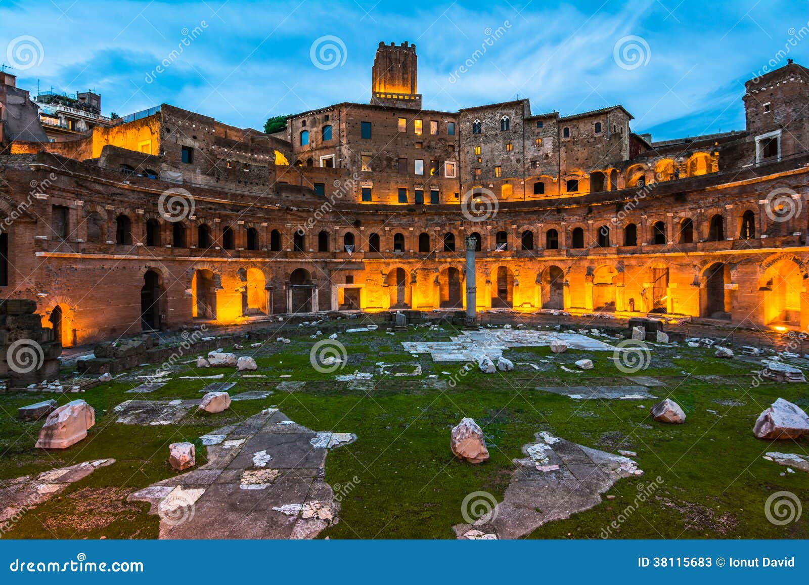 Trajan S Market, in the Night Stock Image - Image of historical ...