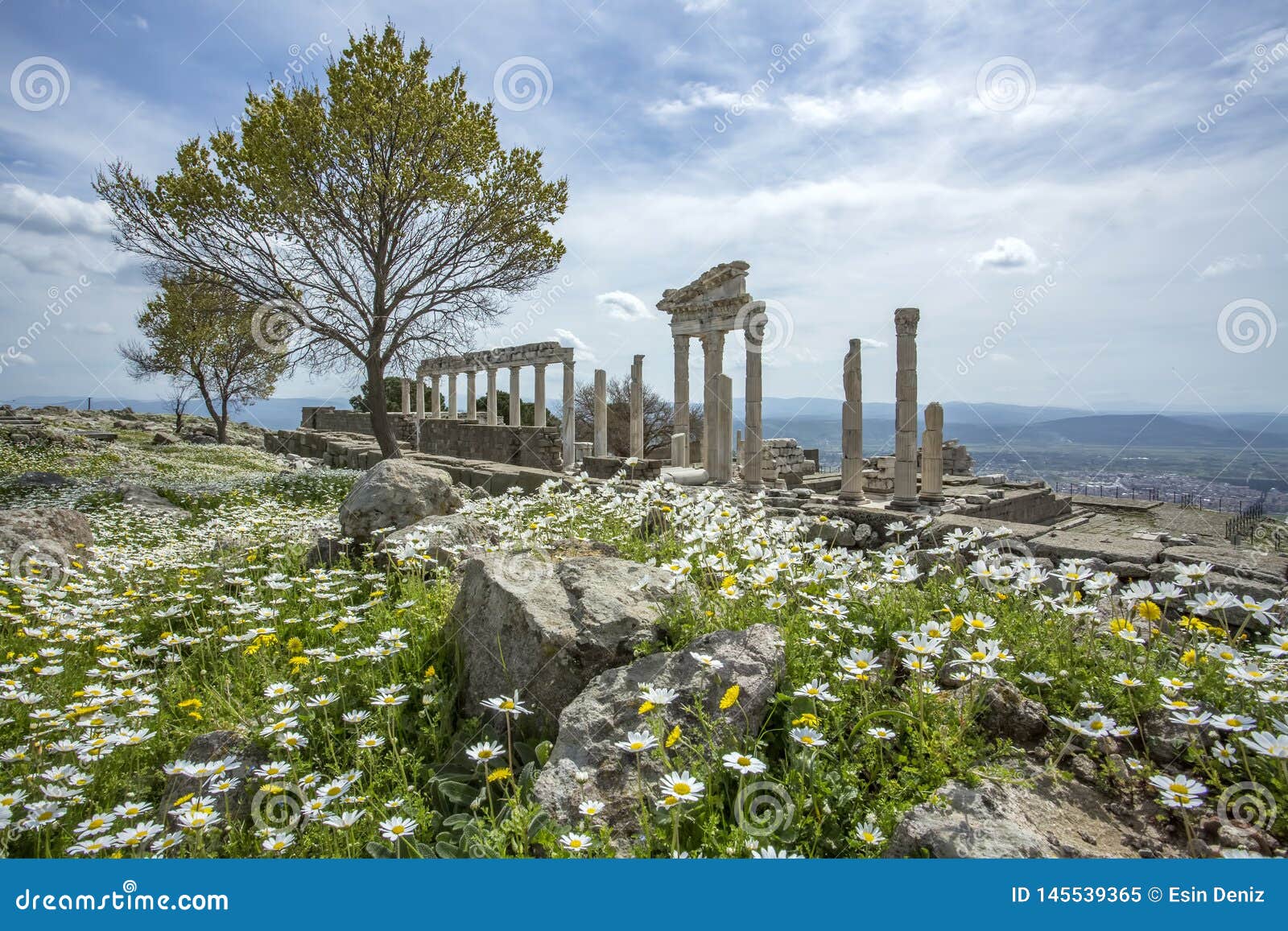 Trajan Temple Columns in Ancient City of Pergamon, Turkey Stock Image ...