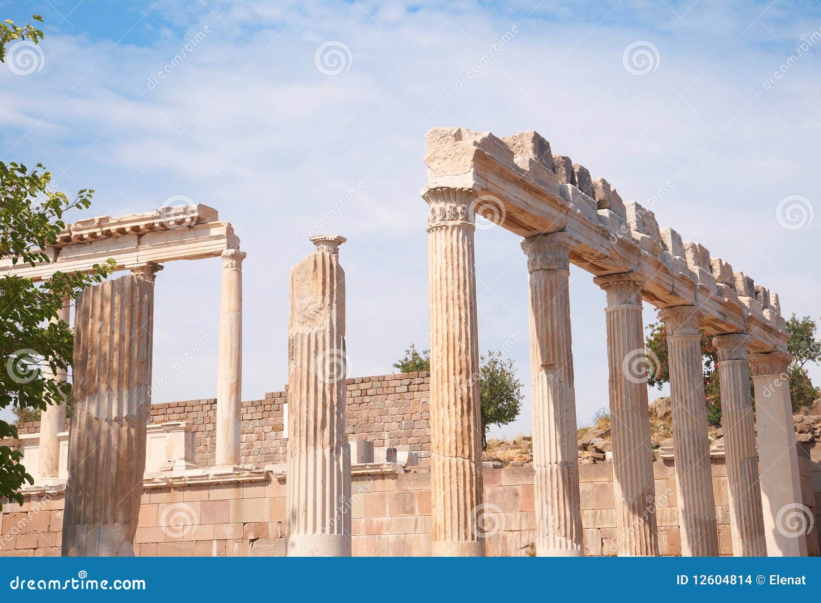 Trajan Temple in Pergamon Turkey Stock Photo - Image of acropolis, blue ...