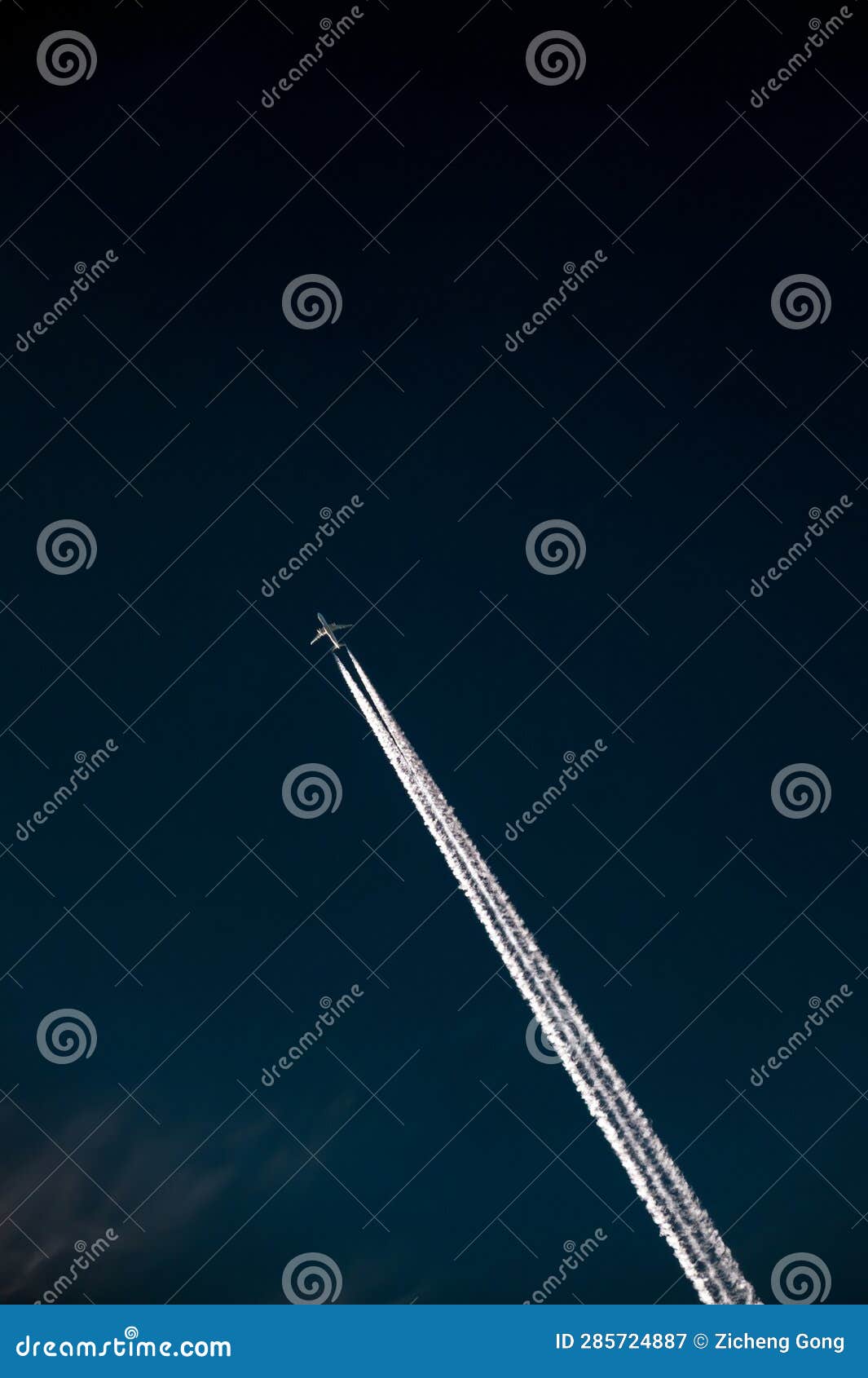 Airplanes in the Sky with Track Clouds Stock Image - Image of track ...