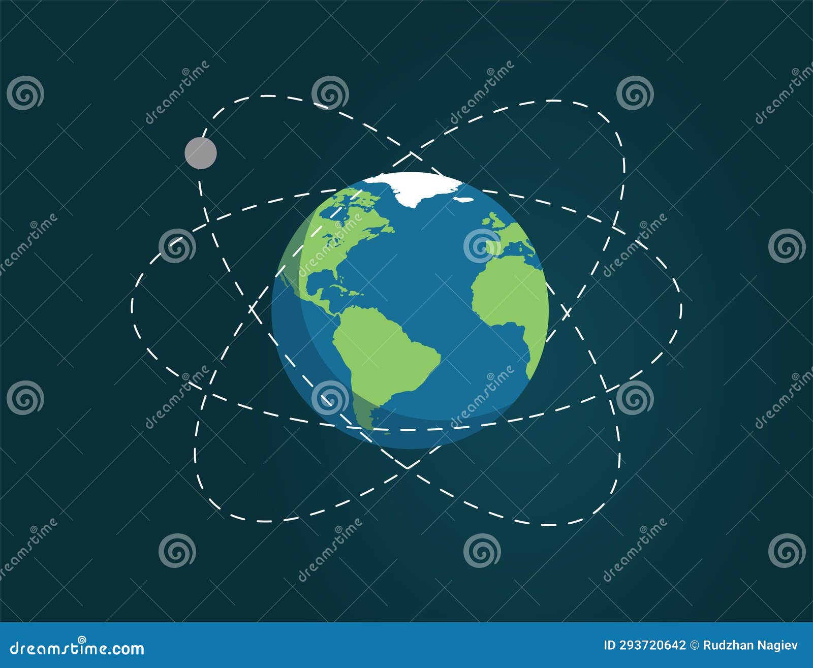 Trajectory of the Earth S Satellite, the Moon Stock Vector ...