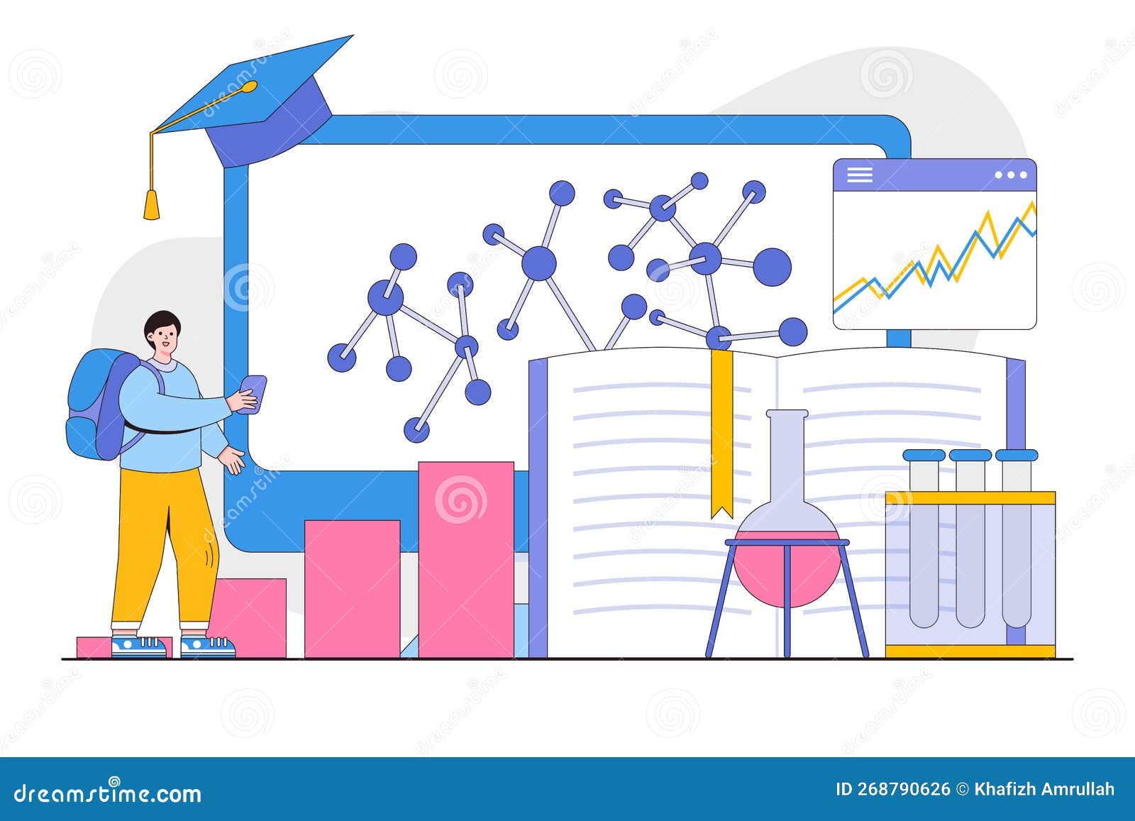 Trajectory Education Concept With Characters. Online Education, Digital ...