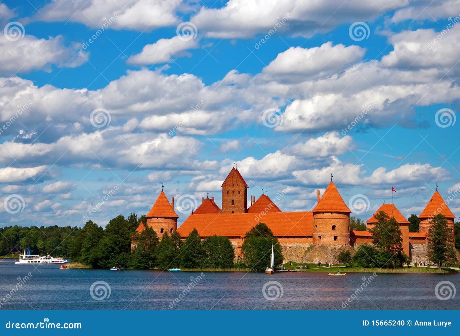 Trakai Castle stock photo. Image of landscape, yachts - 15665240