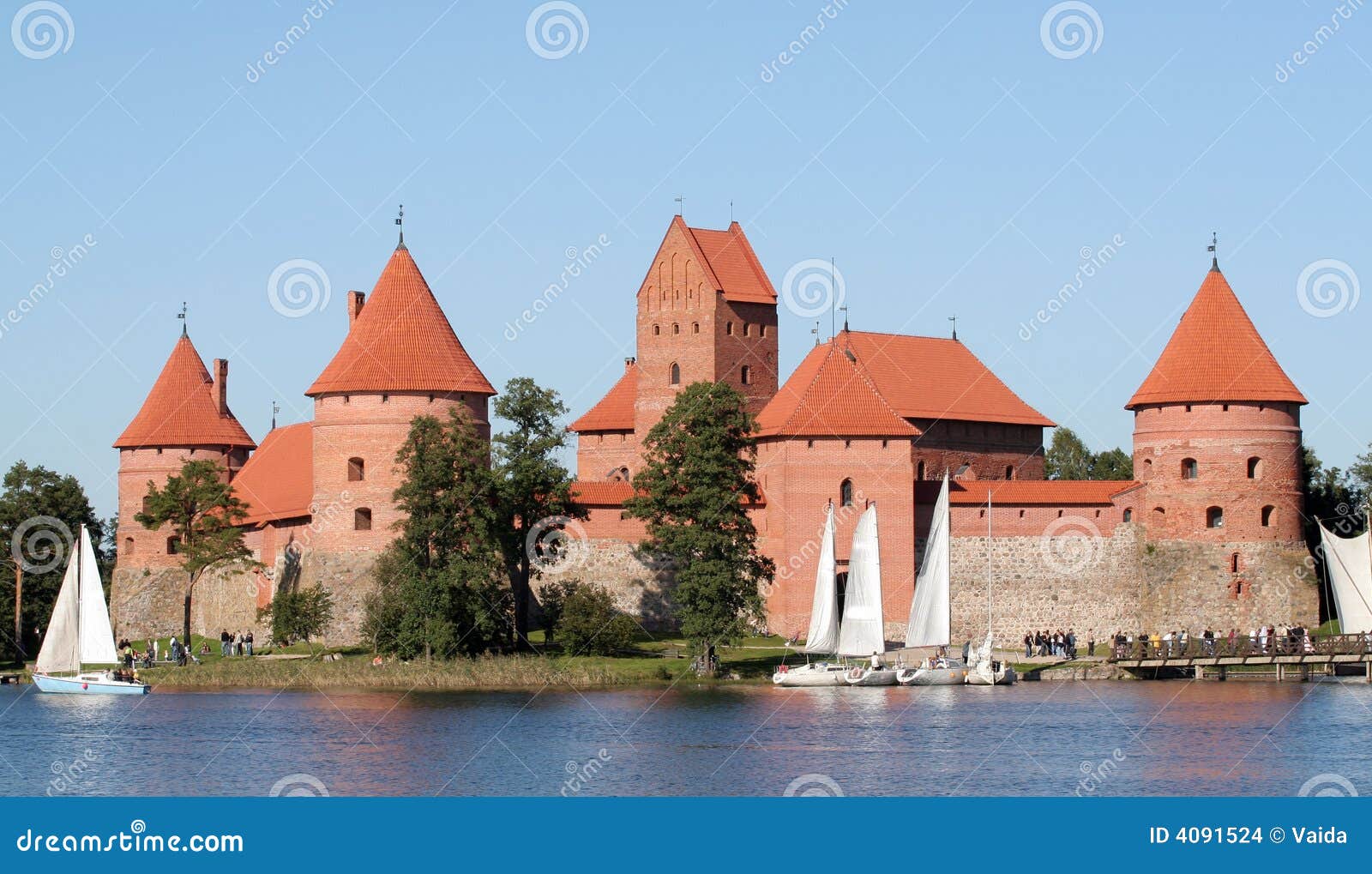 Trakai Castle stock photo. Image of building, yacht, summer - 4091524