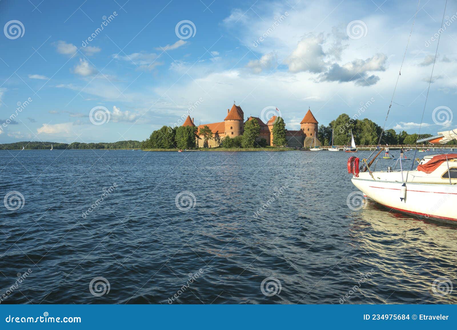 Trakai Island Castle at the Lake Stock Photo - Image of landmark ...