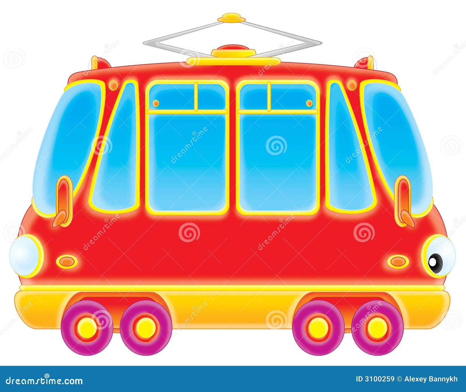 Tram stock illustration. Illustration of color, cartoon - 3100259