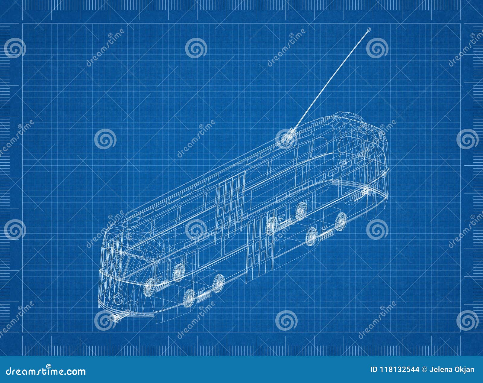 Tram Architect blueprint stock illustration. Illustration of geometry ...