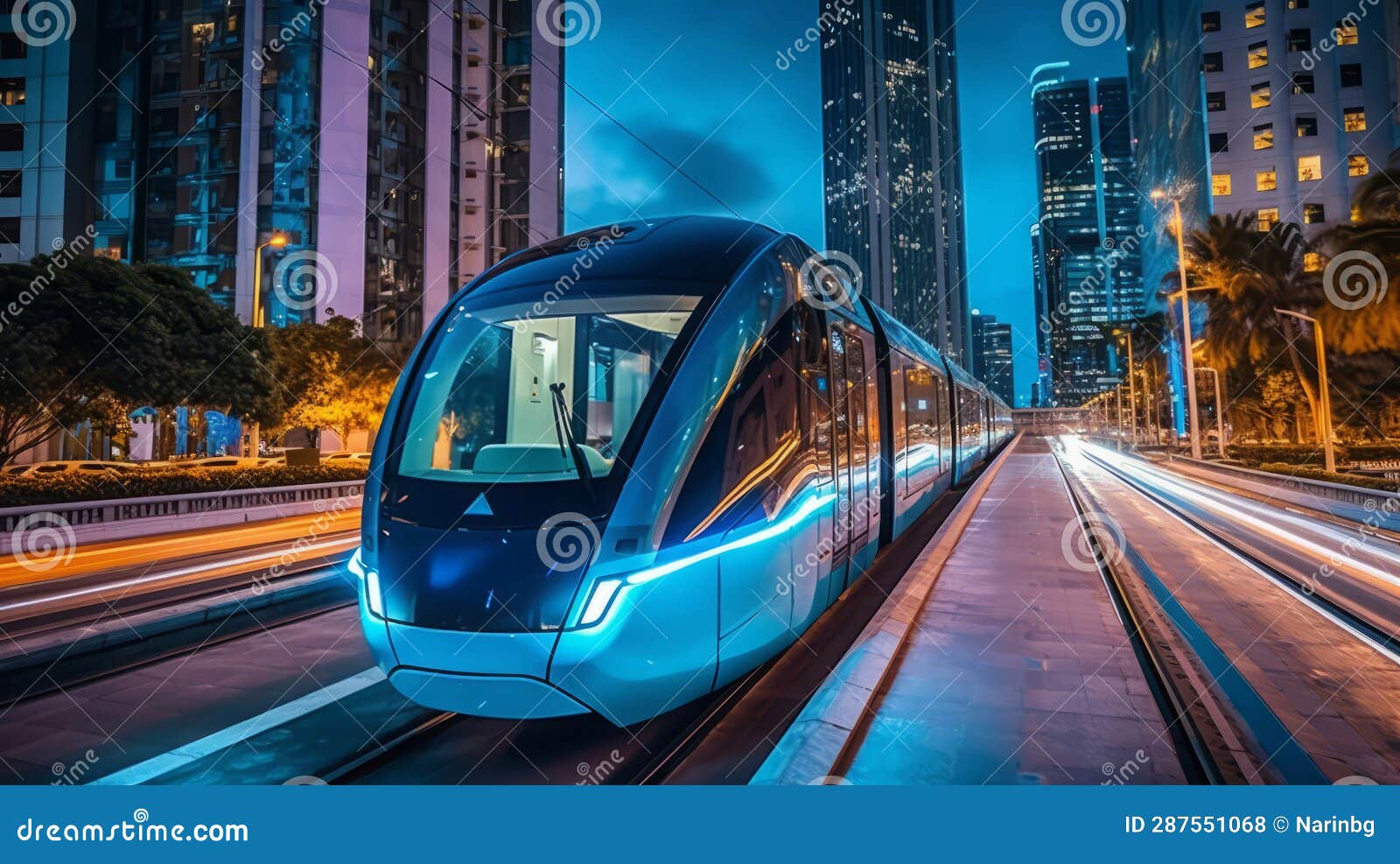 Tram of a Beautiful Transportation with Futuristic Design. AI Generated ...