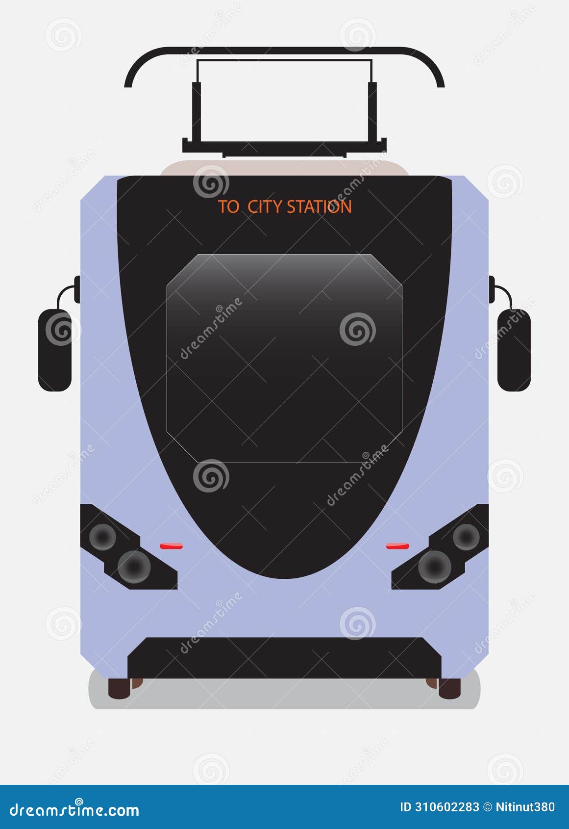 Front View of Modern Design Tram Car Stock Vector - Illustration of ...