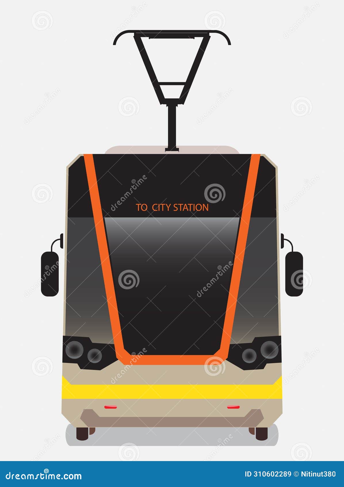 Front View of Modern Design Tram Car Stock Vector - Illustration of ...
