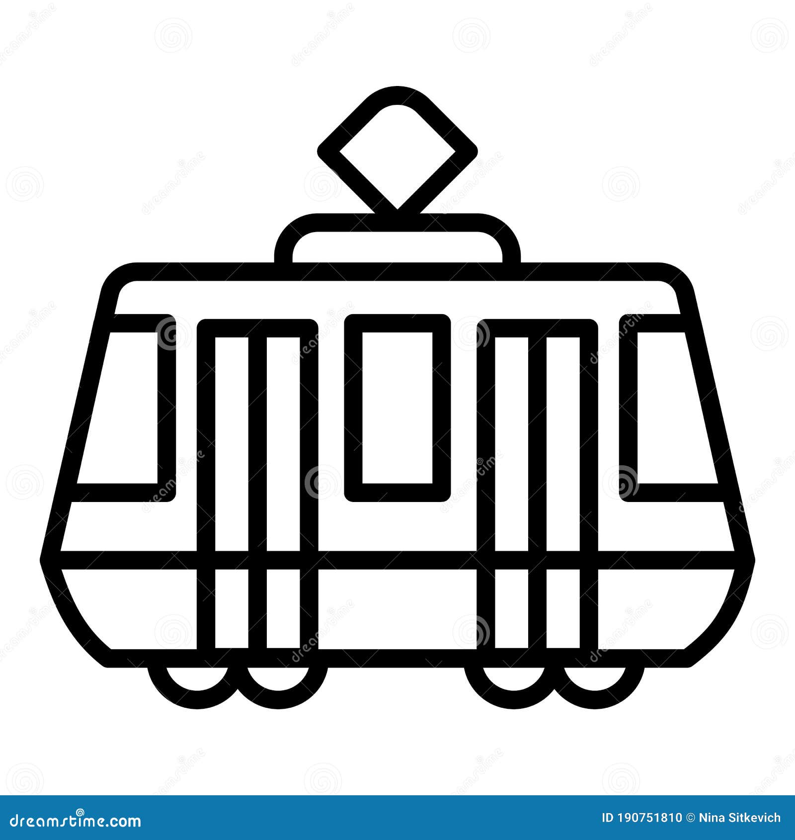 Tram Car Icon, Outline Style Stock Vector - Illustration of railway ...