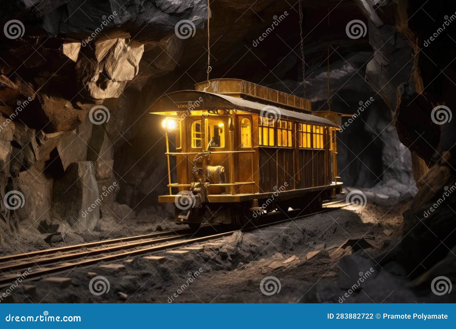 A Tram Carrying Gold Ore in a Gold Mine. Generate Ai Stock Illustration ...