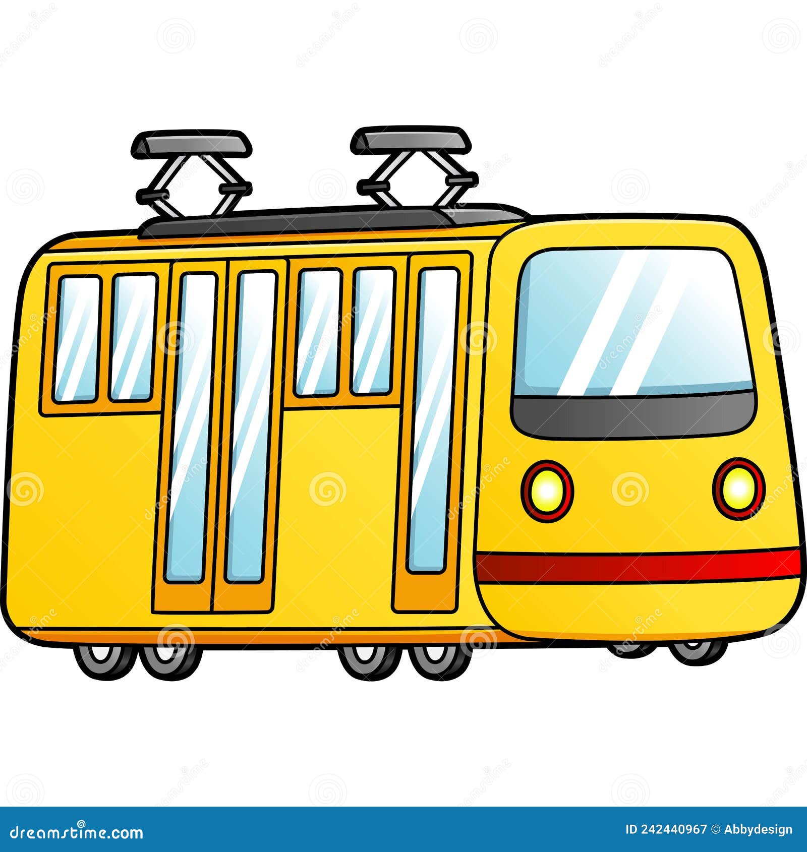 Tram Cartoon Clipart Colored Illustration Stock Vector - Illustration ...