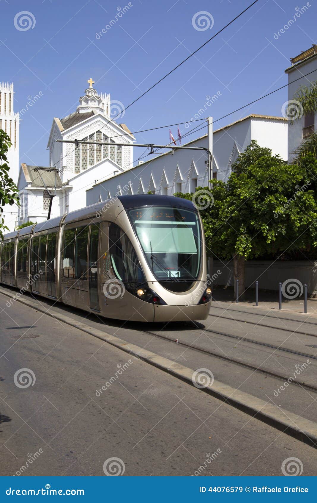 Tram and church stock image. Image of streets, commuter - 44076579