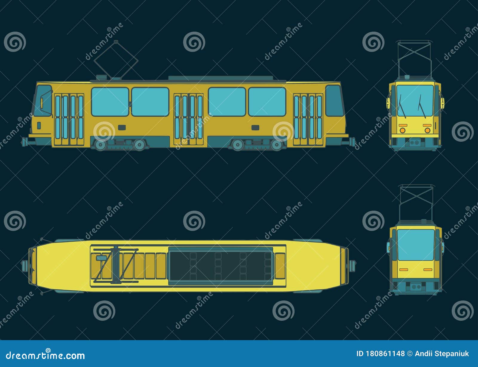 Tram Color Drawings Illustration Stock Vector - Illustration of ...