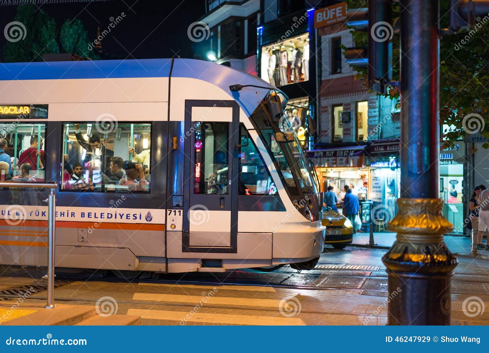 Tram in Downtown in Istanbul Editorial Stock Image - Image of lighting ...